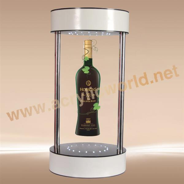 Acrylic wine bottle display glorifier magnet rotating display